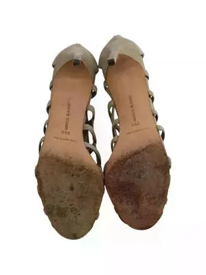 Manolo Blahnik Suede Cage Stiletto Sandals