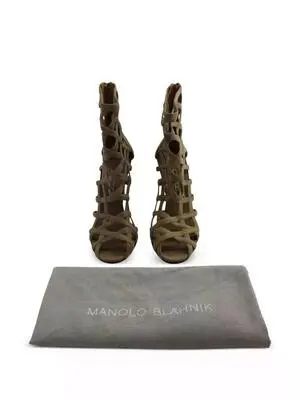 Manolo Blahnik Suede Cage Stiletto Sandals