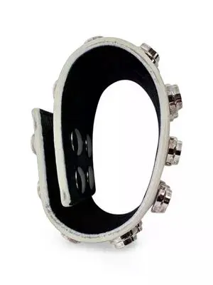 Saint Laurent White Leather Studded Wrap Bracelet