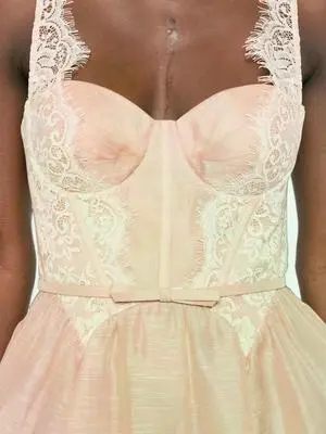 Zimmermann Lace-trim Panelled Mini Dress - Pink