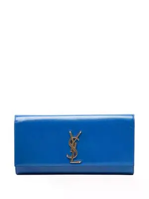 Saint Laurent 2013 Grain De Poudre Monogram Cassandre Clutch Bag - Blue