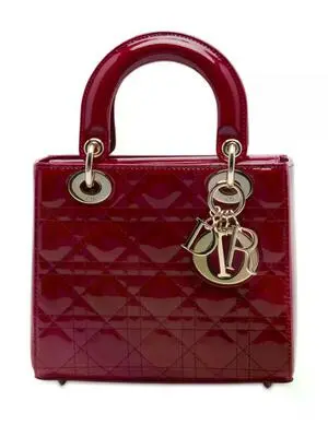 Dior 2021 Small Patent Cannage Lady Satchel - Red
