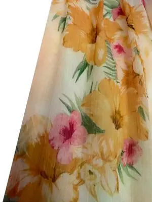 Maje Floral Print Maxi Dress With V-neck And Long Sleeves