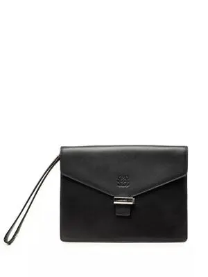 Loewe 1990-2020 Leather Anagram Envelope Wristlet Clutch Bag