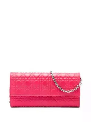 Dior Bicolor Lambskin Cannage Lady Wallet On Chain Shoulder Bag