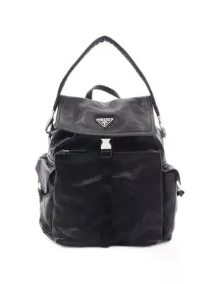 Prada Leather Triangle Logo Backpack