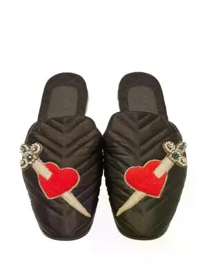 Gucci Quilted Heart-patch Mules