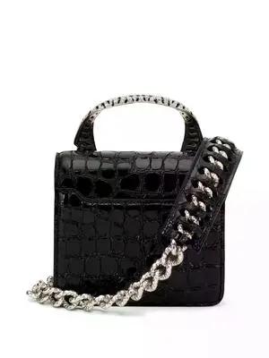 Roberto Cavalli Croc-effect Tiger Handle Clutch Bag - Black