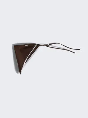 Miu Miu Poplin Bandana With Crochet Trim - Brown