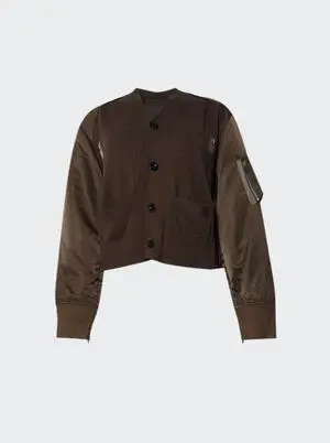 Sacai Nylon Twill & Cotton Knit Cardigan