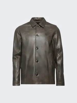 Rick Owens Buttoned Brad Jacket Washed Leather