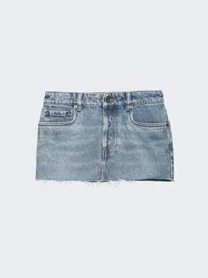 Miu Miu Denim Mini Skirt With Frayed Hem