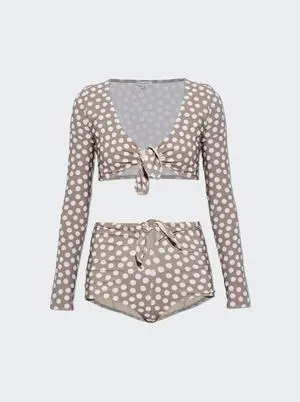 ALAÃA Two-piece Long Sleeve Bikini Set - Beige