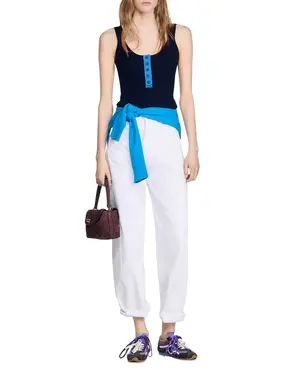 Sandro Button Front Ribbed Tank