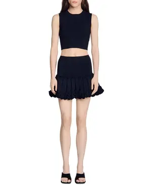 Sandro Cropped Rib Knit Sleeveless Top