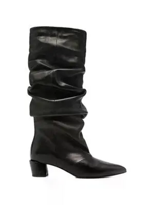 LISKA Slouchy Leather Boots - Black