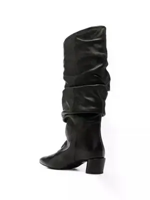 LISKA Slouchy Leather Boots - Black