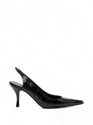 Magda Butrym Leather Croc-effect Slingback Pumps