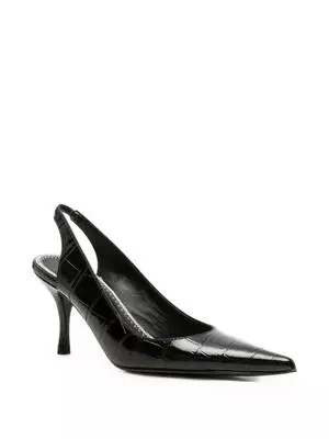 Magda Butrym Leather Croc-effect Slingback Pumps