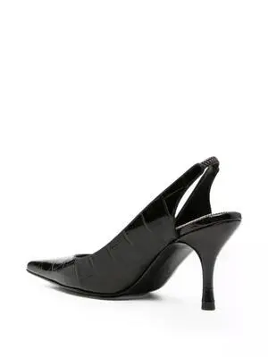 Magda Butrym Leather Croc-effect Slingback Pumps