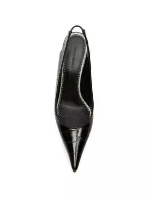 Magda Butrym Leather Croc-effect Slingback Pumps