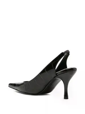 Magda Butrym Leather Croc-effect Slingback Pumps