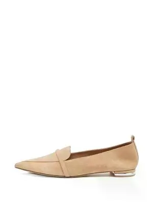 MALONE SOULIERS Dora Pointed-toe Suede Loafers - Neutrals