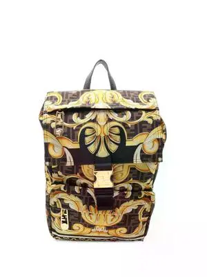 Fendi Baroque Print Ff Logo Buckle Fastening Backpack