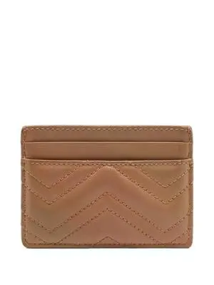 Gucci Gg Marmont Matelassé Card Holder - Neutrals