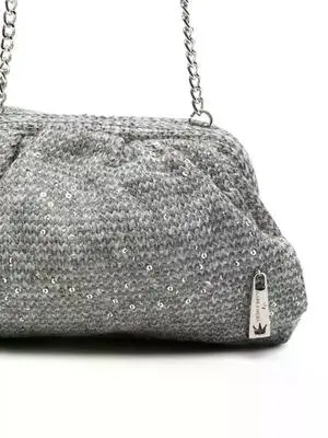 LA MILANESA Sequin Embellished Knitted Clutch Bag