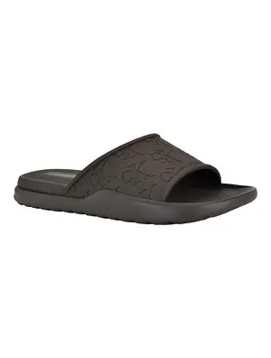 Calvin Klein Embossed Monogram Slides - Brown
