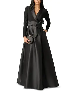 Adrianna Papell Mixed Media Tuxedo Gown