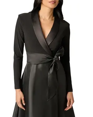 Adrianna Papell Mixed Media Tuxedo Gown