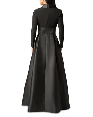 Adrianna Papell Mixed Media Tuxedo Gown