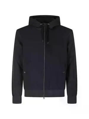 Herno Ribbed-knit Panelled Hooded Jacket - Blue