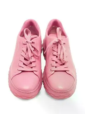 JIMMY CHOO Diamond Pattern Rubber Sole Lace Up Sneakers