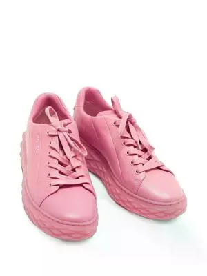 JIMMY CHOO Diamond Pattern Rubber Sole Lace Up Sneakers