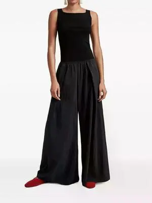 LA LIGNE Crosby Pleated Wide-leg Trousers - Black
