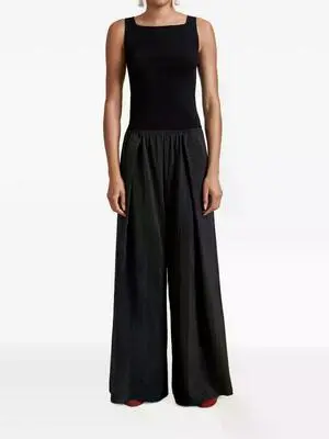 LA LIGNE Crosby Pleated Wide-leg Trousers - Black