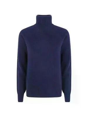 DRUMOHR Wool Roll Neck Raglan Sleeve Sweater - Blue