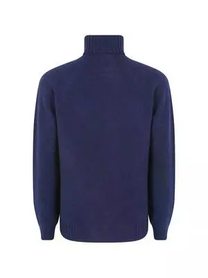 DRUMOHR Wool Roll Neck Raglan Sleeve Sweater - Blue