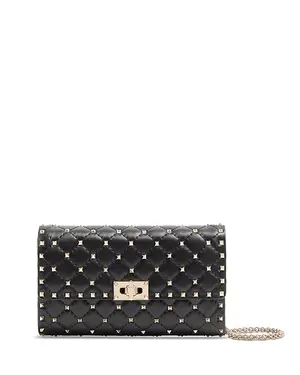 Valentino Garavani Rockstud Spike Embellished Leather Shoulder Bag - Black