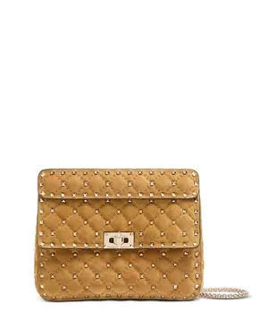 Valentino Garavani Medium Quilted Suede Shoulder Bag With Studs