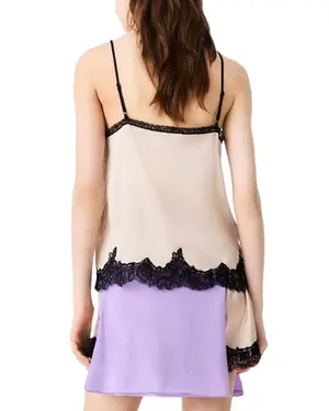 Maje Lace Trim Satin Camisole