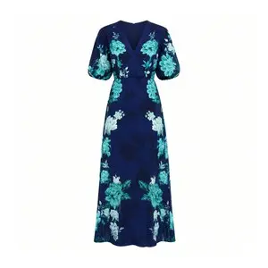 RAISHMA Frankie Navy Floral Maxi Dress - Blue