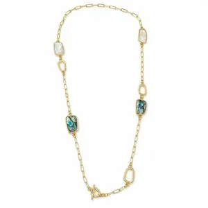 BY OZGE Plated Necklace With Abalone Shell And Enamel Accents - Gold