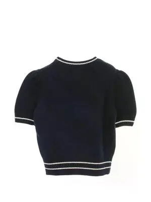 Dior Logo Knit Puff Sleeve Sweater