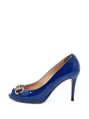 Gucci Horsebit Peep-toe Pumps - Blue