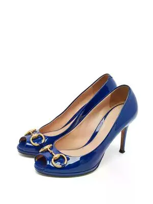 Gucci Horsebit Peep-toe Pumps - Blue