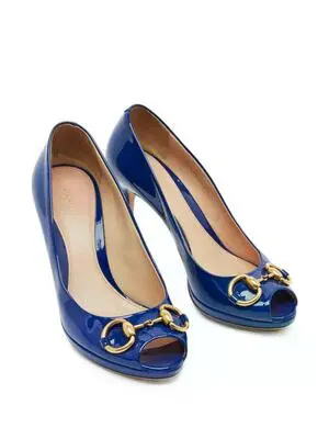 Gucci Horsebit Peep-toe Pumps - Blue